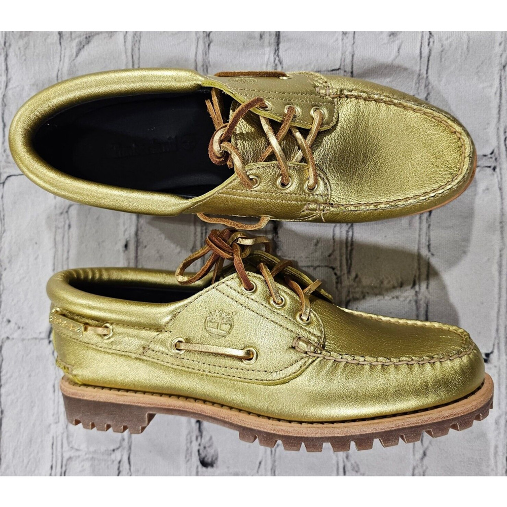 Timberland Noreen 3 Eye Metallic Gold Leather Boat Sh… - Gem